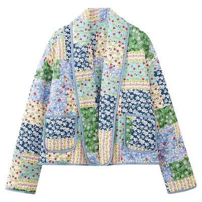 Printed loose casual jacket for women 印花翻领宽松休闲外套女