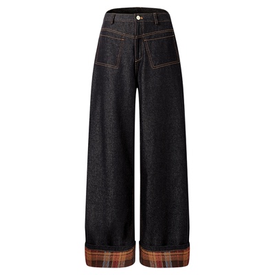 ChicChick工艺单宁苏格兰牛仔裤