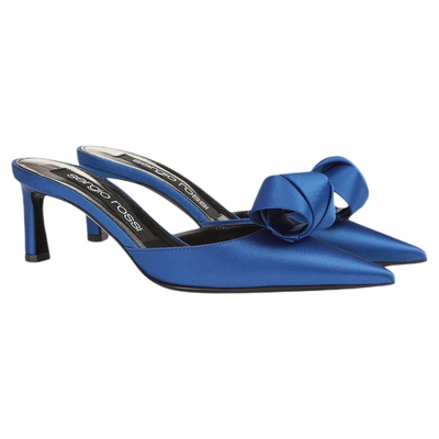 Sergio Rossi/SR女鞋SR BIGOUDI系列尖头缎面细跟高跟鞋凉鞋拖鞋