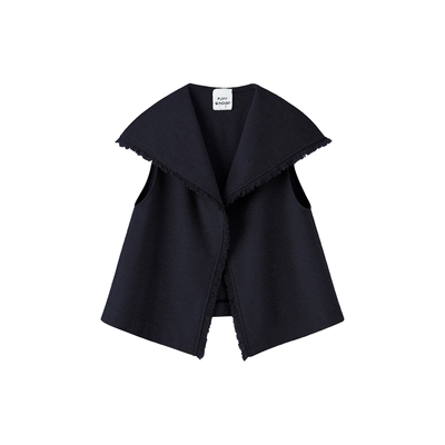 RAWSTONE纯色毛边大翻领马甲女