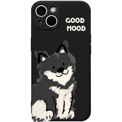 任意机型涂鸦小狗情侣液态硅胶