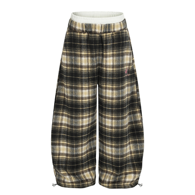 字母撞色格子加厚保暖休闲裤