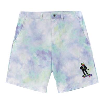 李宁联名Muppets科米蛙系列运动宽松蓝绿扎染短裤AKSR671