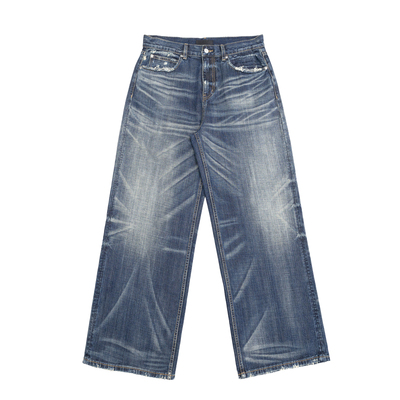TBR幽魂特深竹节蓝水洗牛仔裤