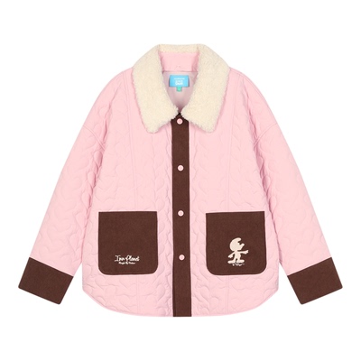 innplanet26春夏新款蓝精灵系列甜美羊羔毛领保暖棉服PO31CJ821A