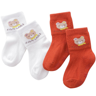 拉比男女宝宝熊头短袜2双