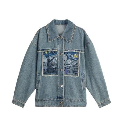 凯莉欧重工刺绣复古文艺牛仔外套