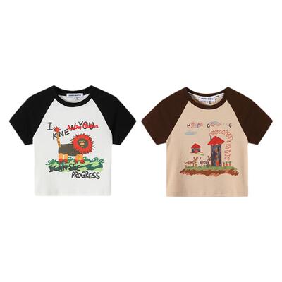 ANDREAMARTIN短袖撞色插画T恤