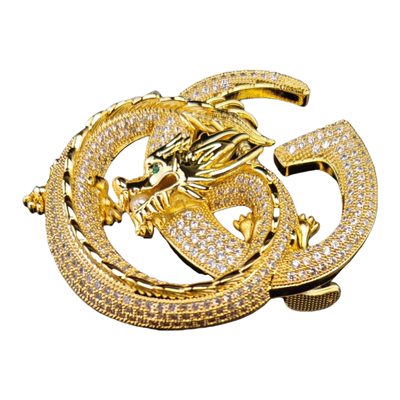 男士龙形镶钻内穿皮带扣头不锈钢平滑扣百搭腰带配件鳄鱼皮腰带