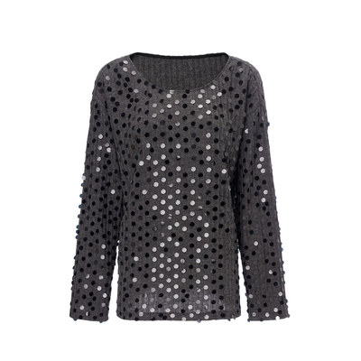 亮片斜肩慵懒秋冬长袖内搭针织衫