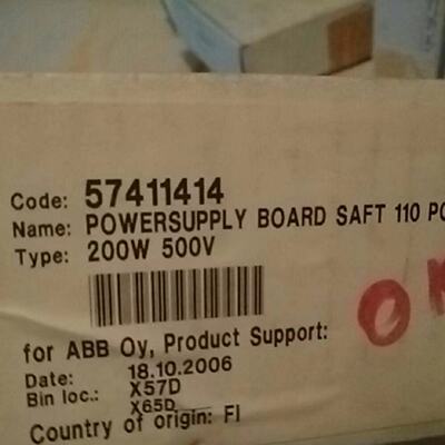 议价ABB SAFT110POW  57411414 200W 500V 电源模块