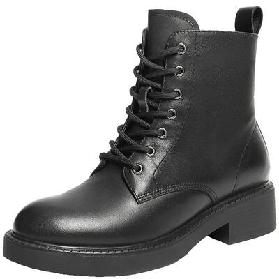 百丽女靴子英伦风马丁靴冬季新款真皮显瘦加绒厚底短靴E8M2DDZ5