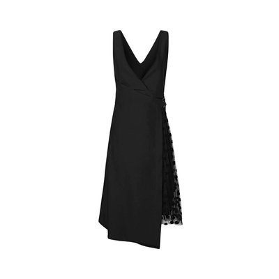 s.deer网纱收腰背带连衣裙