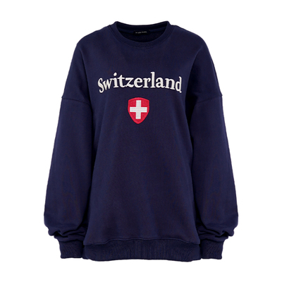 BM卫衣女2026新款爆款十字架瑞士国旗字母圆领美式oversize卫衣