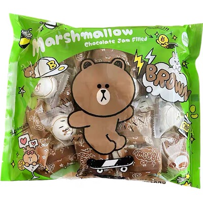 香港布朗熊朱古力夹心棉花糖零食