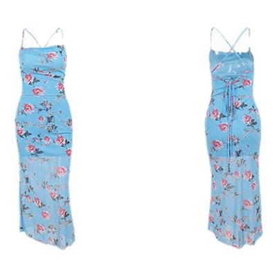 清冷典雅新中式花卉复古连衣裙