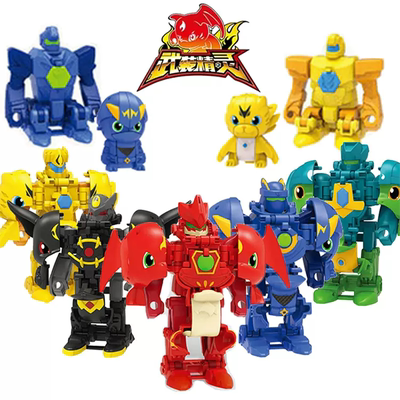 三宝变形玩具碰撞自动合体