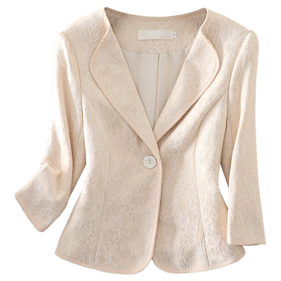 春季新款长袖蕾丝小西装
