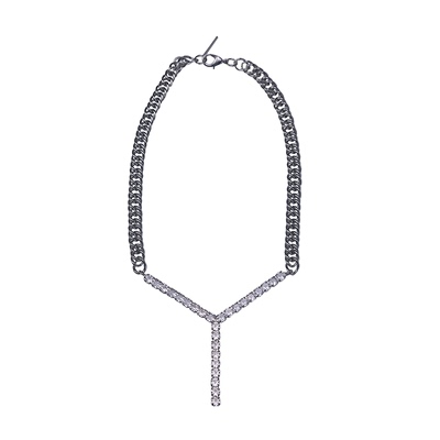 Yproject合金锆石Y字男女项链