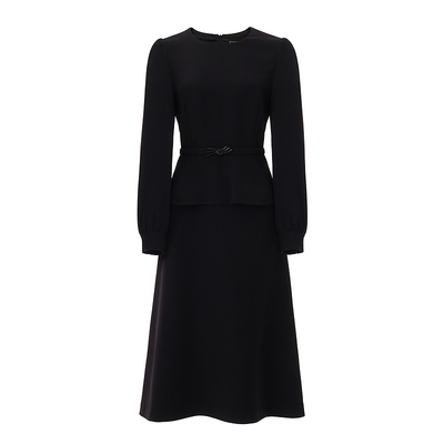 朗姿/MOJO AVENUE莫佐2025冬新款韩系优雅连衣裙女黑色职场通勤穿