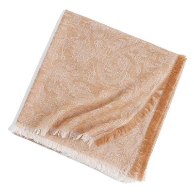 2025春秋腰果花水溶羊毛方巾意式LP提花丝巾外搭女士薄款围巾披肩