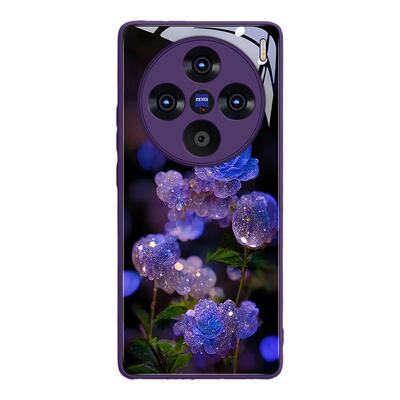 适用vivoX100系列幽蓝玫瑰玻璃壳