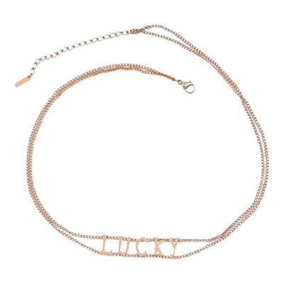 女lucky英文字母项链短款颈带