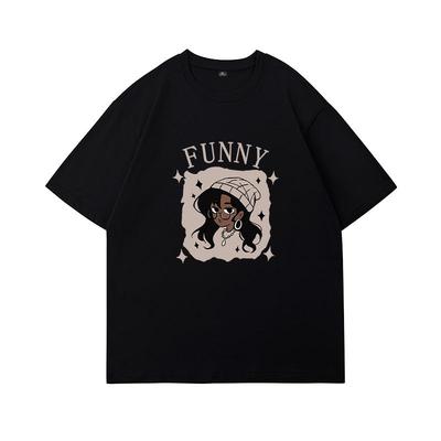 KWV真维斯黑色纯棉透气短袖t恤女2025新款宽松上衣女夏日ootd穿搭