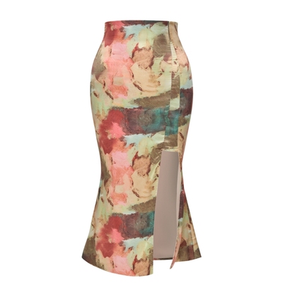 思瑞高克重羊毛半身裙米白色