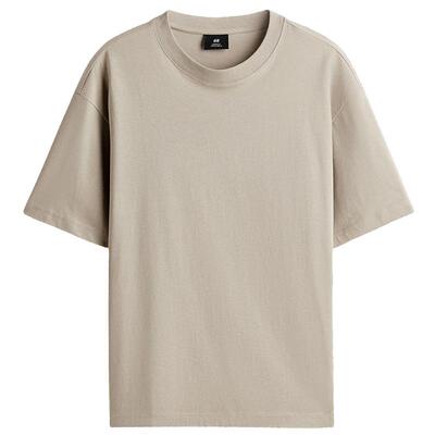 HM男装T恤春季时尚宽松版型圆领通勤T恤打底衫1309319