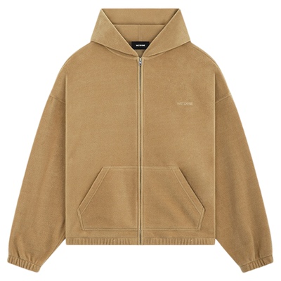 【明星同款】WE11DONE男女同款抓绒拉链连帽衫巴恩风