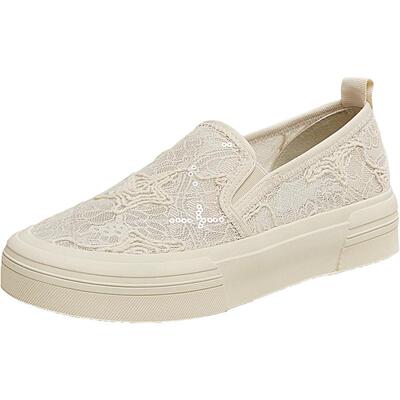 天美意厚底一脚蹬渔夫鞋休闲板鞋女透气小白鞋夏季新款KJ007BA5