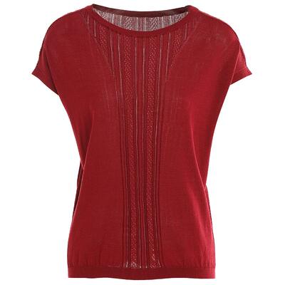 乔万尼薄款女冰丝v领短款宽松上衣女设计感宽松短袖针织衫EI1M943