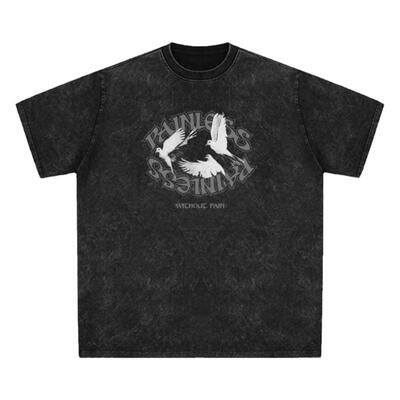 美式国潮T恤复古印花水洗短袖潮