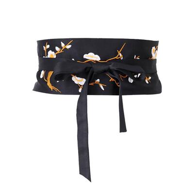 时尚绣花学生古风绿色配裙子腰封