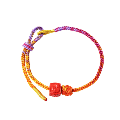 原矿朱砂高含量红砂生肖三合手绳手工编织可调节男女本命年饰品