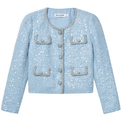 self-portrait小香风蓝长袖上衣