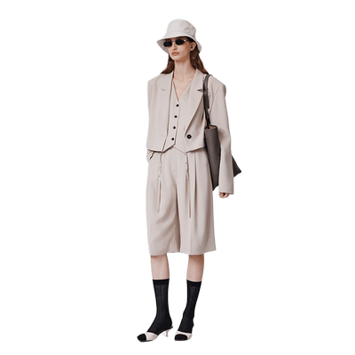 Fabrique醋酸混纺短款西装