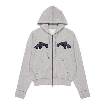 百搭休闲日常枪徽连帽拉链外套