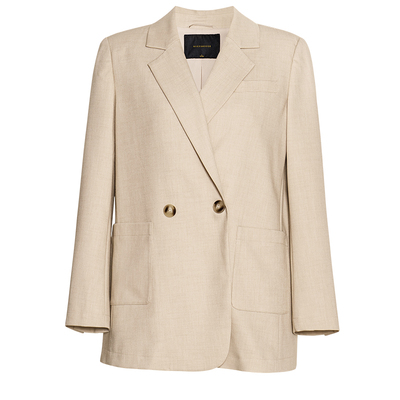 罗衣高级职业卡其色亚麻西装外套