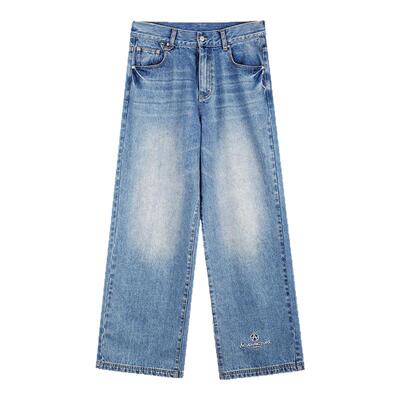 ACUPUNCTURE爱克佩特刺绣LOGO压印品牌皮章设计牛仔长裤男女同款