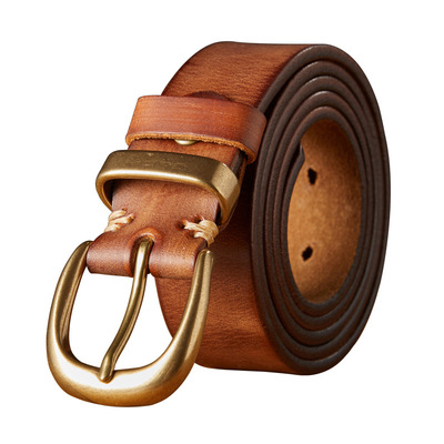 腰带爱皮艺牛皮男铜手工复古