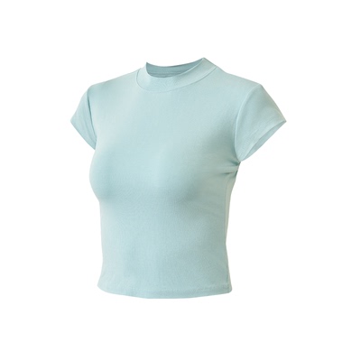 AlphaGym飞袖短袖修身圆领显瘦收腰高弹辣妹气质休闲糯米T恤上衣