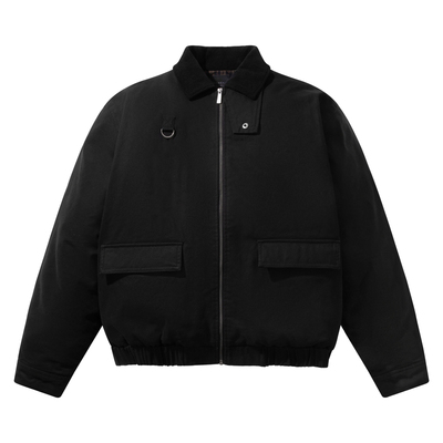 SANBAI帆布夹克拼接复古棉服