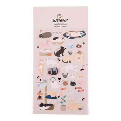 韩国SUATELIER萌猫咪纸质贴纸