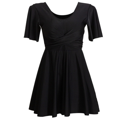 设计感连体裙式扭结泳衣气质显瘦