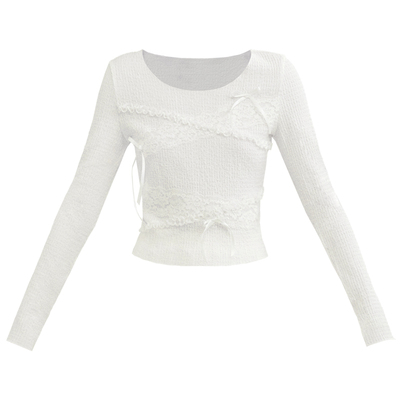 显瘦韩系长袖蝴蝶结上衣