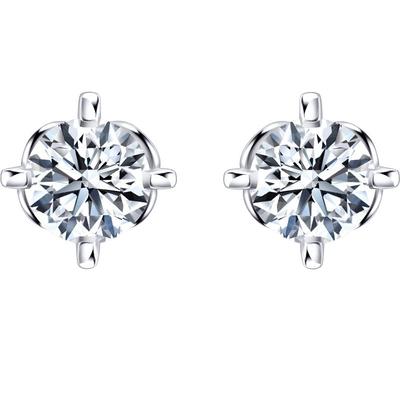 周生生18K白色黄金钻石耳钉