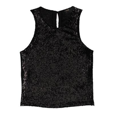 Maje短款黑色无袖针织马甲上衣