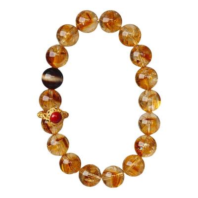 天然黄塔晶天珠南红跑环女手链